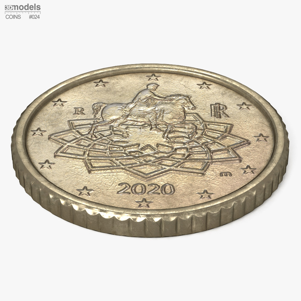 Fifty Euro Cent Coin Italy 3D model - Download Coins, Banknotes on ...