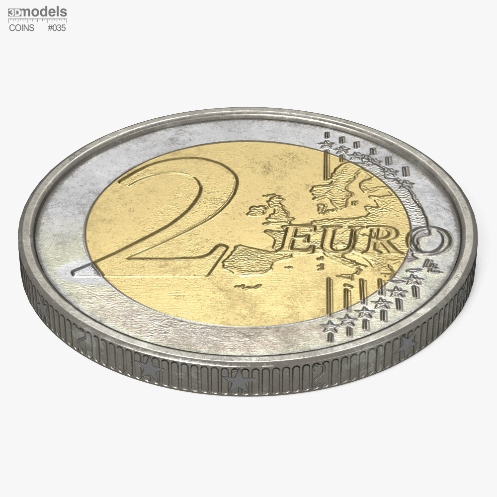 Two Euro Coin Spain 3D model - Download Coins, Banknotes on 3DModels.org
