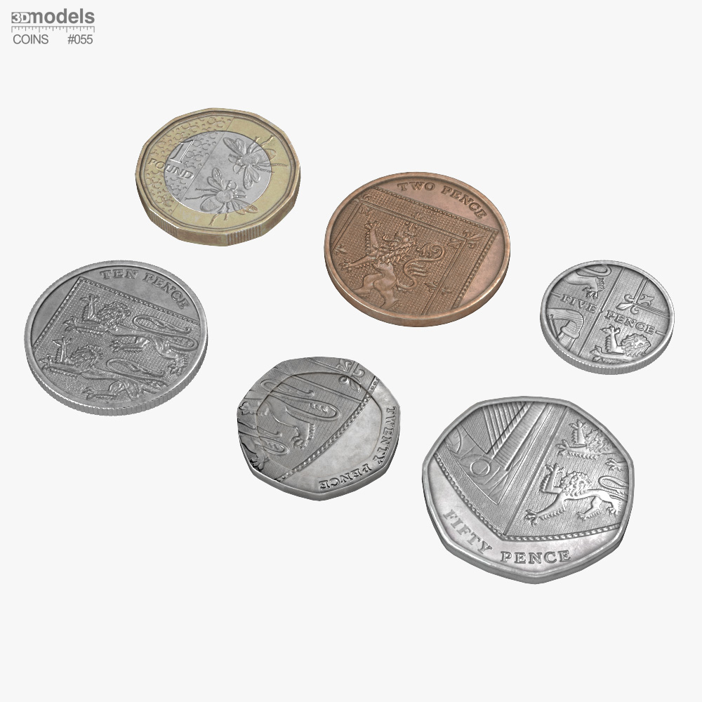 UK Coins Collection 3D model - Download Coins, Banknotes on 3DModels.org