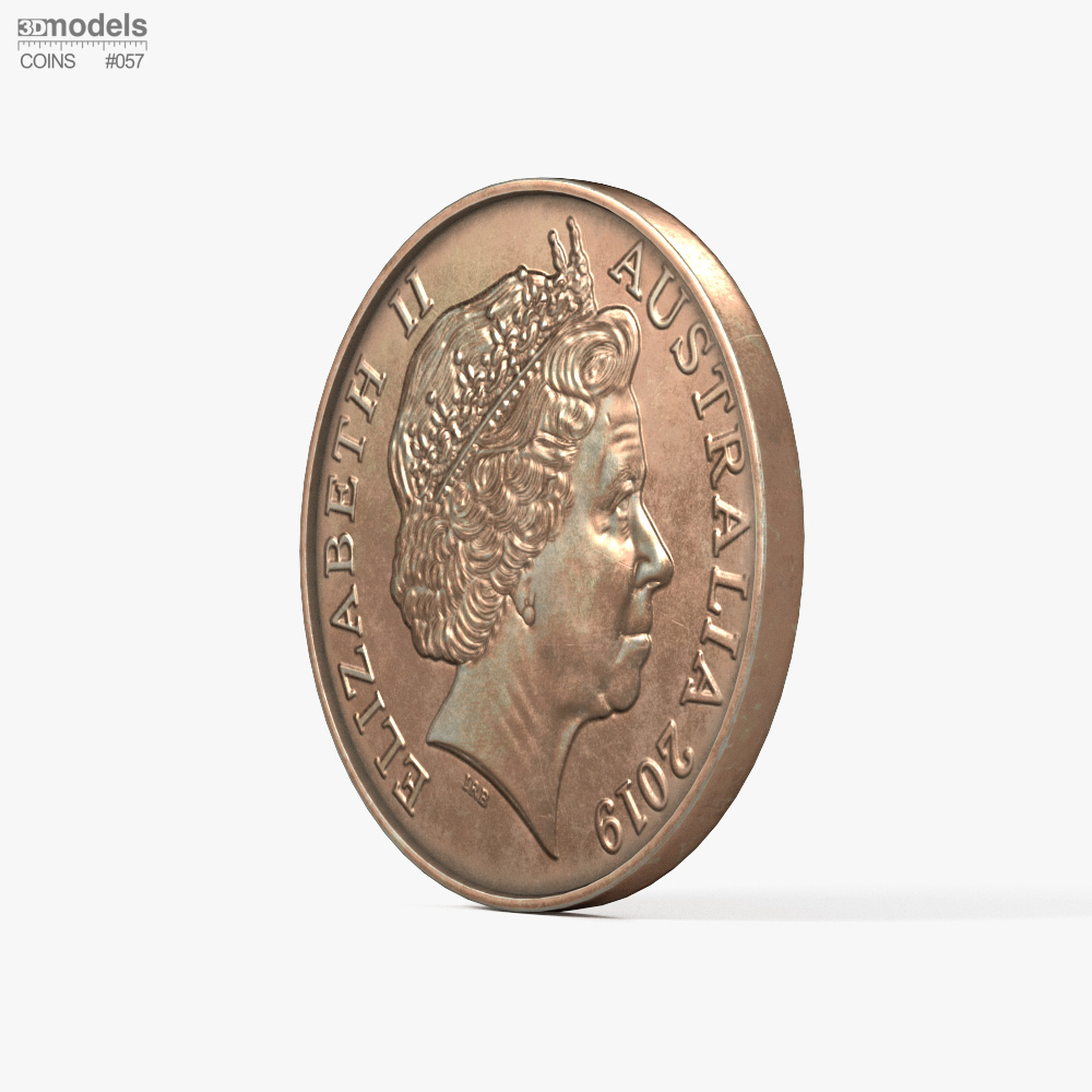 Australian Two Cent Coin 3D model - Download Coins, Banknotes on ...