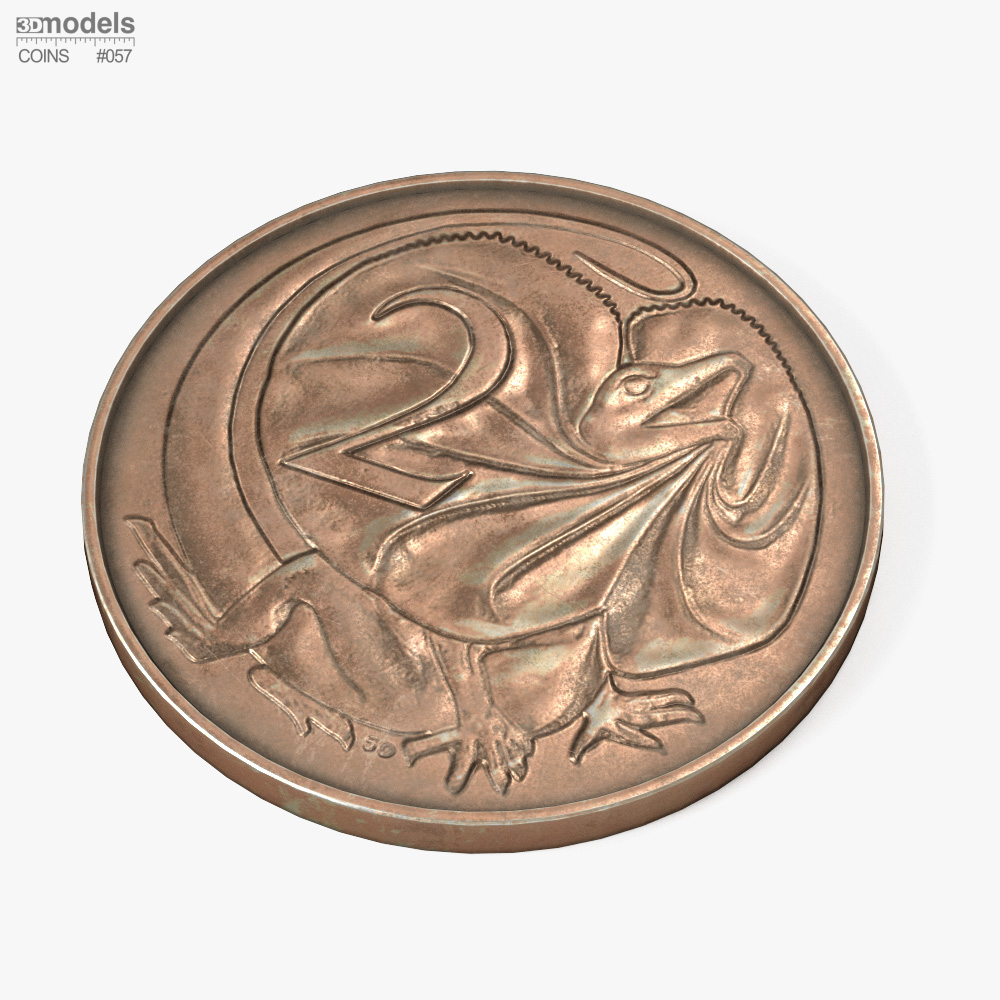 Australian Two Cent Coin 3D model - Download Coins, Banknotes on ...