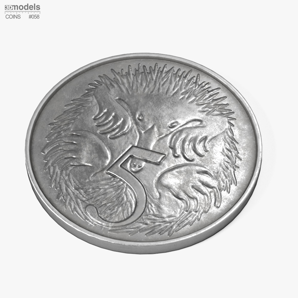 Australian Five Cent Coin 3D model - Download Coins, Banknotes on ...