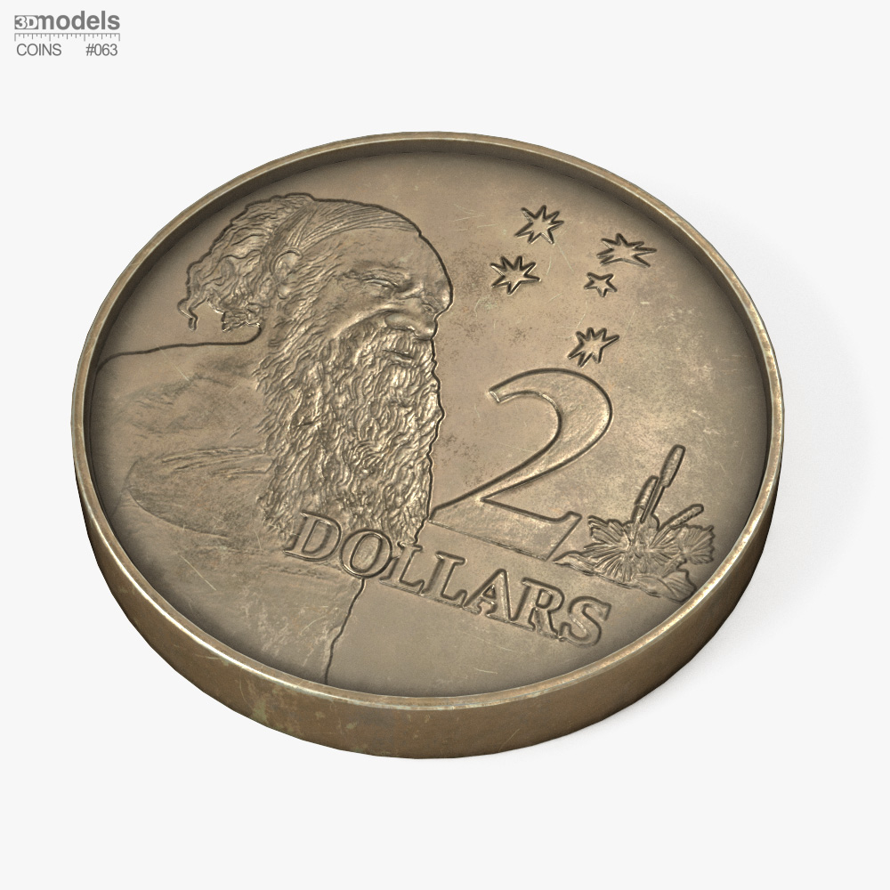 Australian Two Dollar Coin 3D model - Download Coins, Banknotes on ...