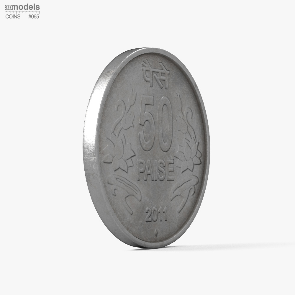 Indian Fifty Paise Coin 3D model - Download Coins, Banknotes on ...