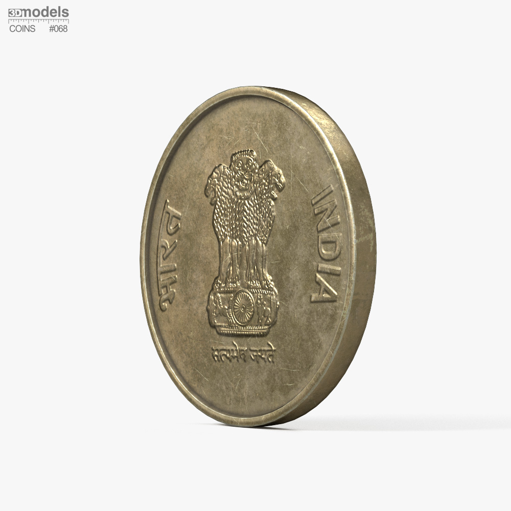 Indian Five Rupee Coin 3D model - Download Coins, Banknotes on 3DModels.org