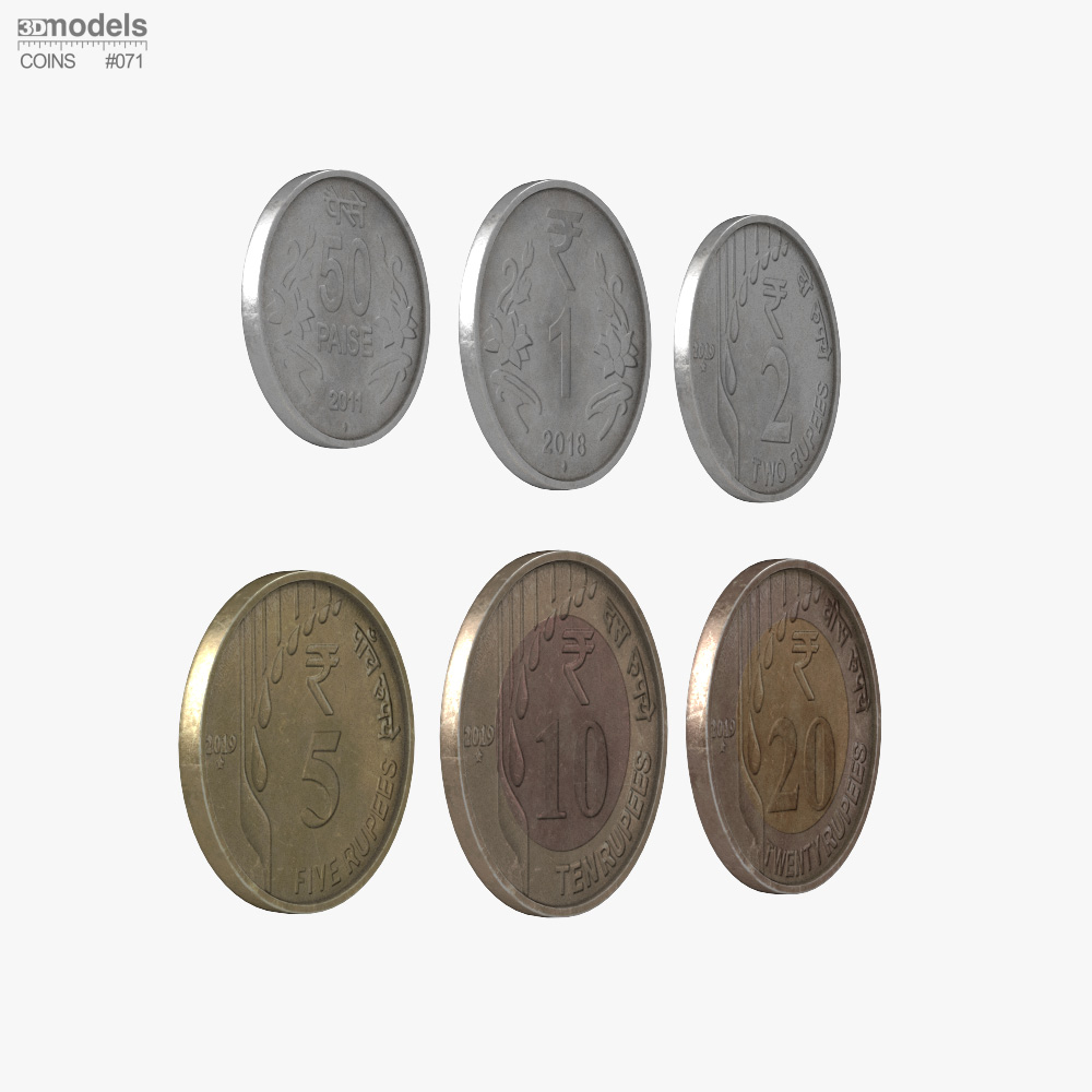 Indian Coins Collection 3D model - Download Coins, Banknotes on ...