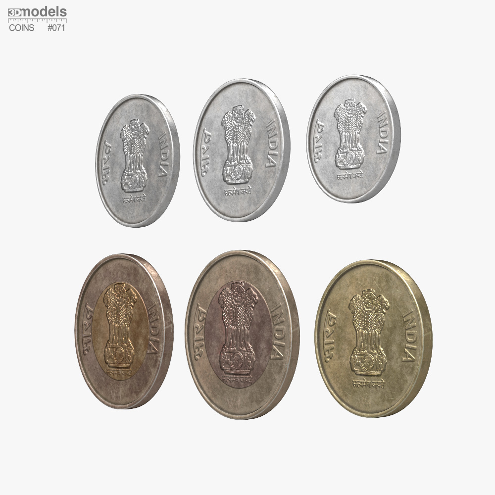 Indian Coins Collection 3D model - Download Coins, Banknotes on ...