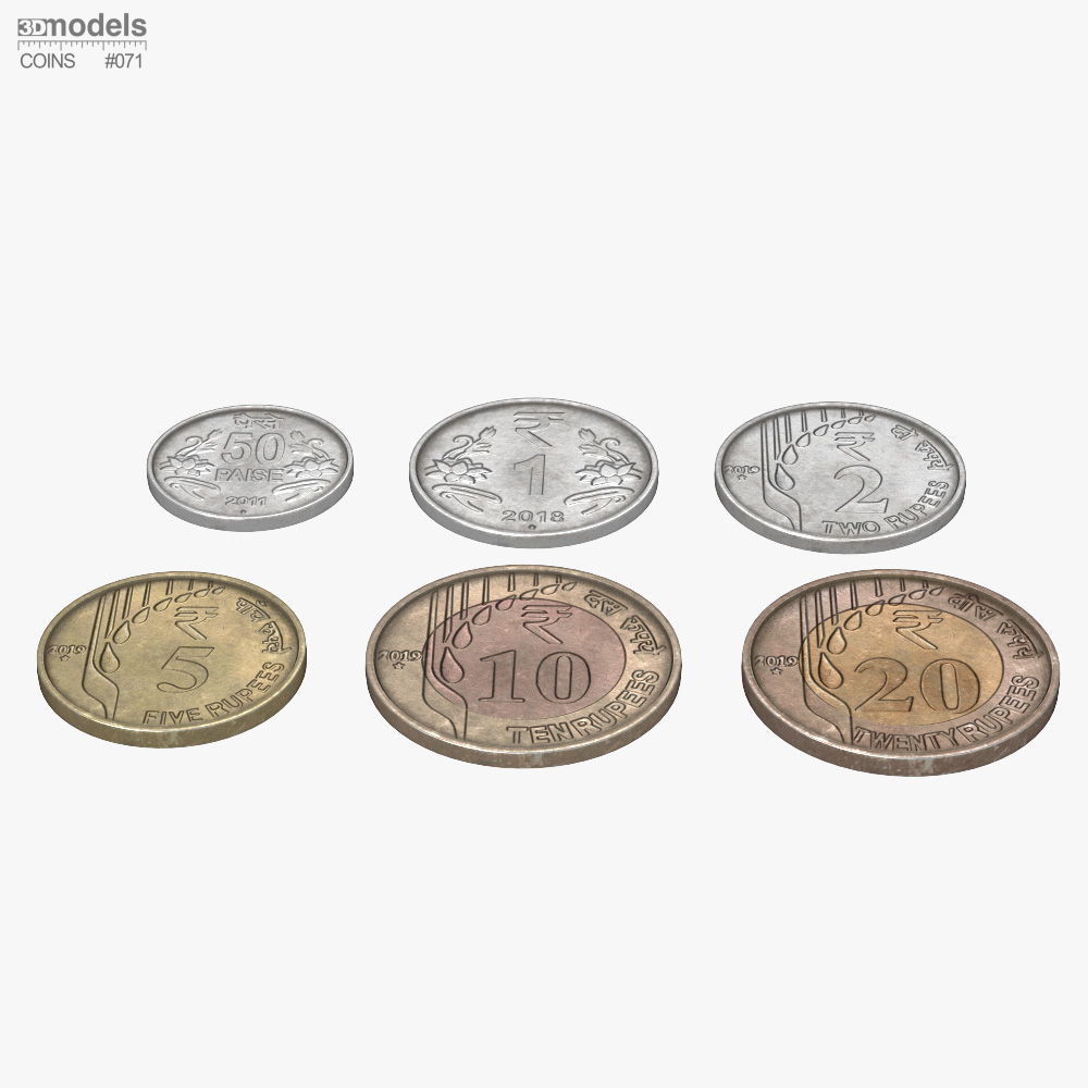 Indian Coins Collection 3D model - Download Coins, Banknotes on ...