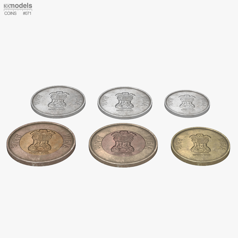 Indian Coins Collection 3D model - Download Coins, Banknotes on ...