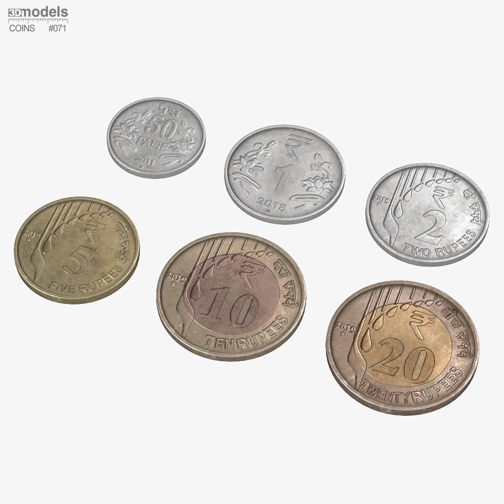 Indian Coins Collection 3D model - Download Coins, Banknotes on ...