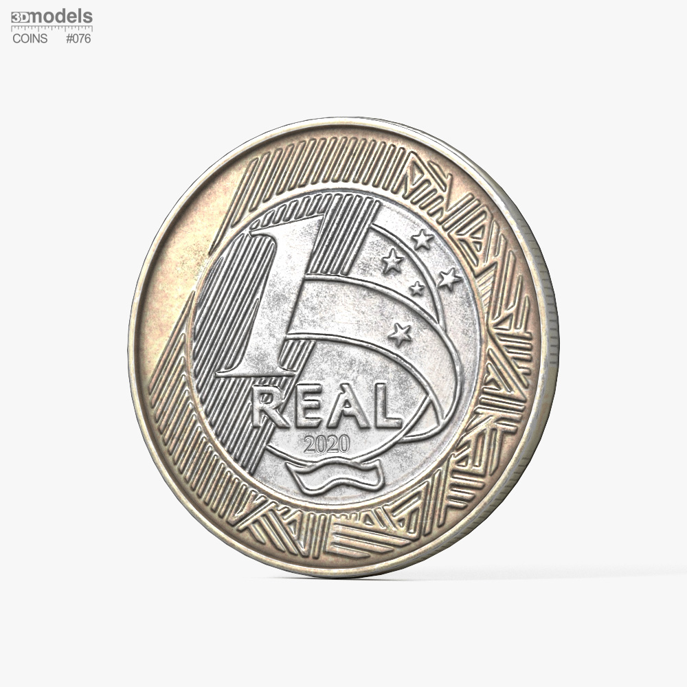 Brazilian One Real 3D model - Download Coins, Banknotes on 3DModels.org