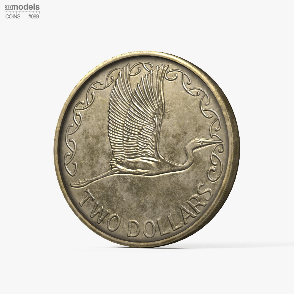 New Zealand Two Dollar Coin 3D model - Download Coins, Banknotes on ...