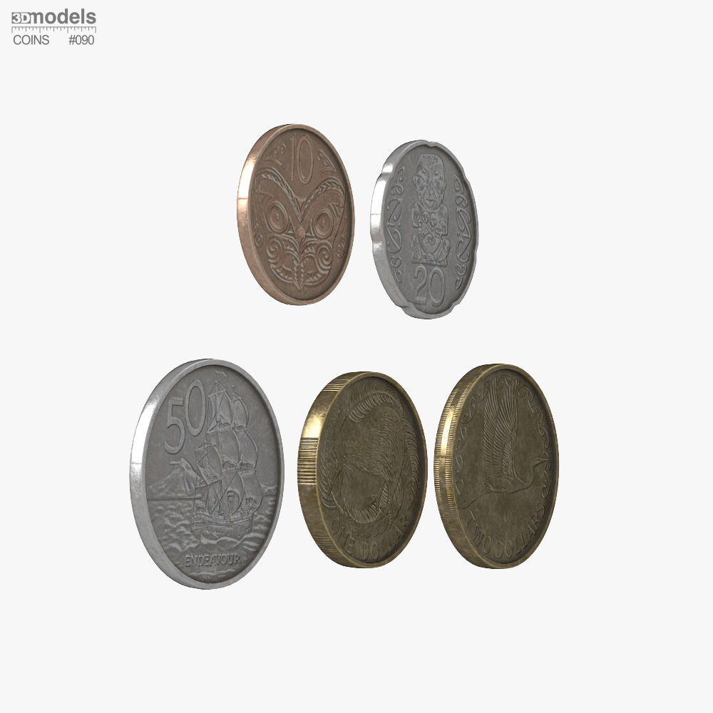 New Zealand Coins Collection 3D model - Download Coins, Banknotes on ...