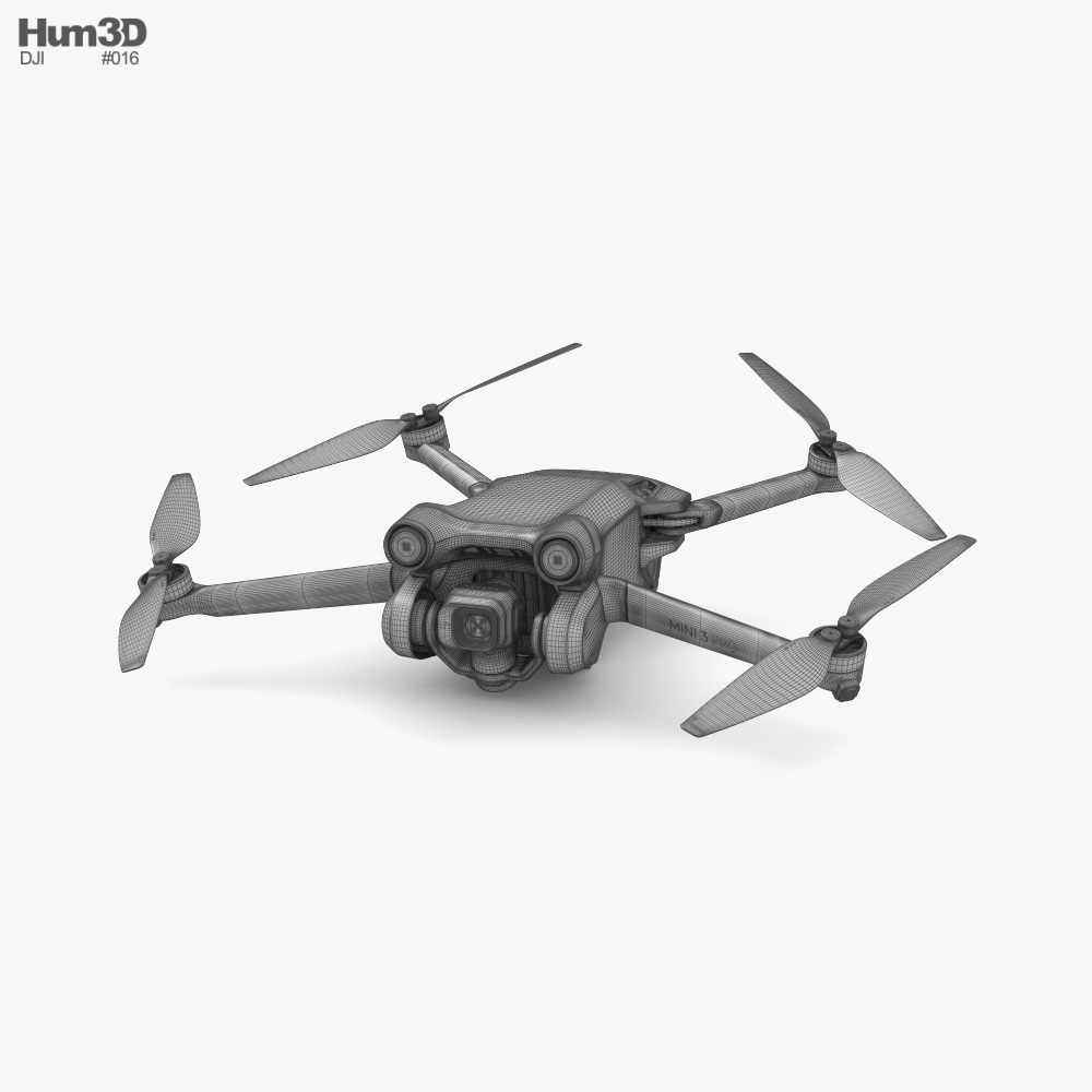 DJI迷你3 Pro无人机 3D模型 - 下载 相机无人机 开启 3DModels.org