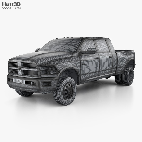 Dodge Ram 3500 Mega Cab Dually Laramie 6-foot 4-inch Box 2014 Modelo 3D ...