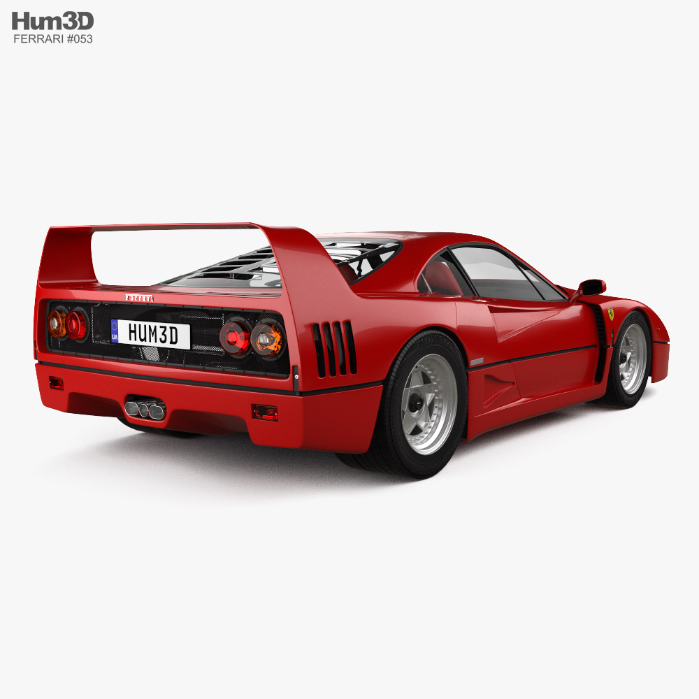 Ferrari F40 with HQ interior and engine 1990 3D model - Download Sports ...