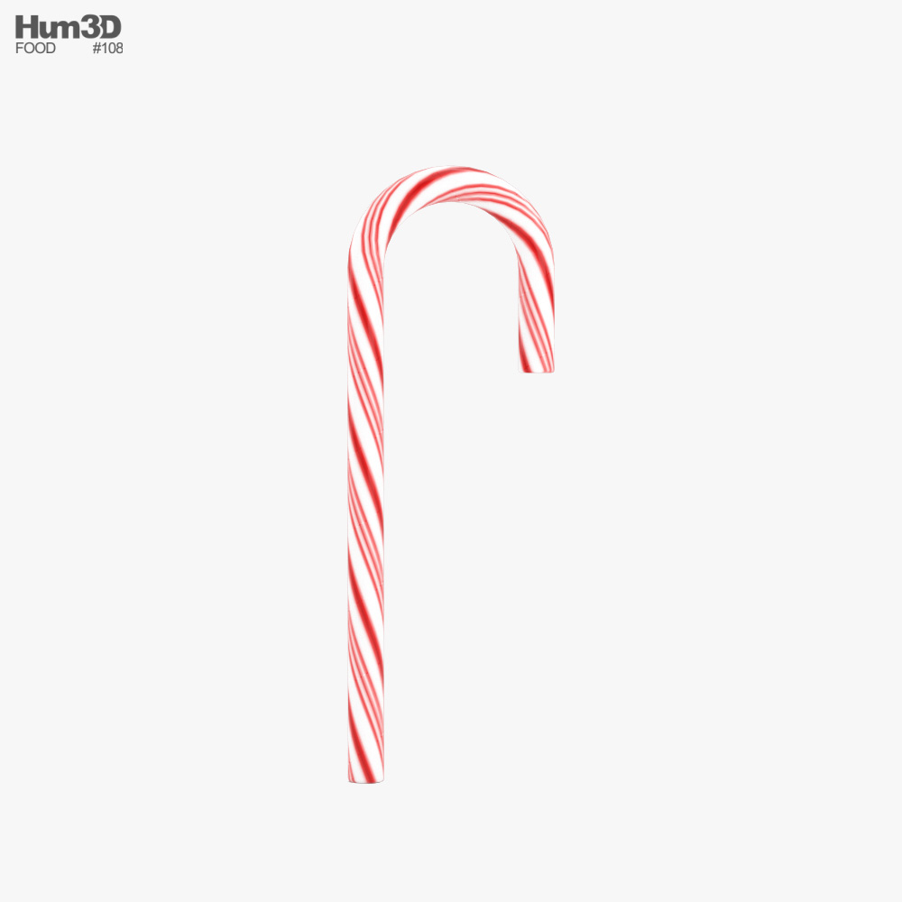 Candy Cane 3D model - Download Dessert on 3DModels.org