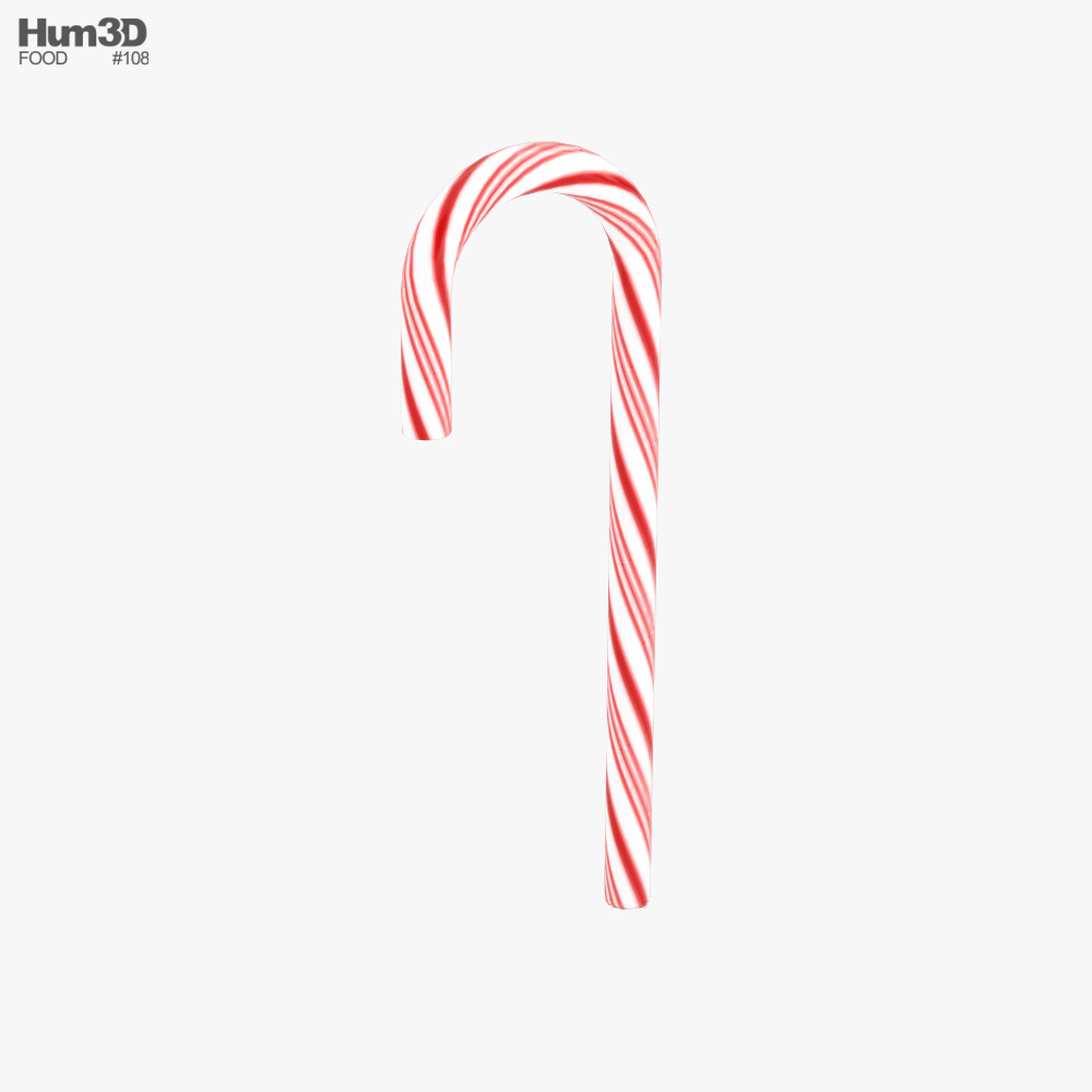Candy Cane 3D model - Download Dessert on 3DModels.org