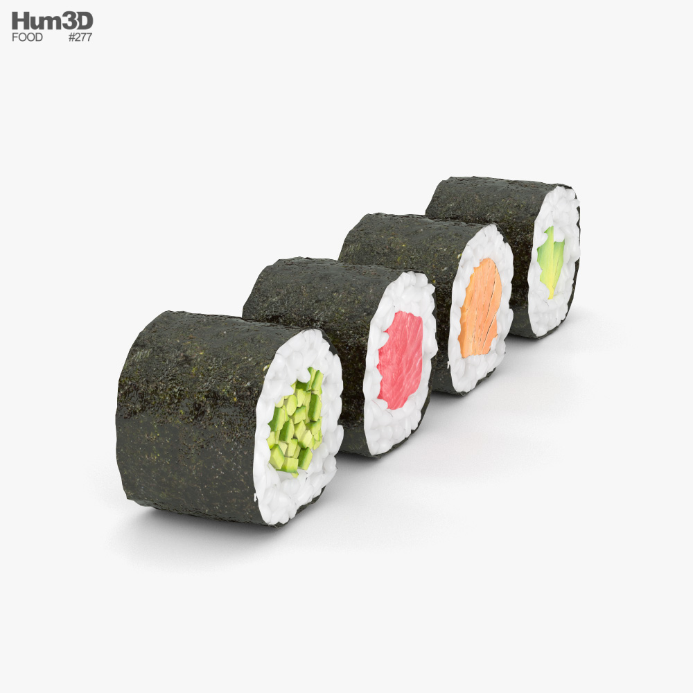 Sushi Maki Rolls 3D model - Download Seafood on 3DModels.org