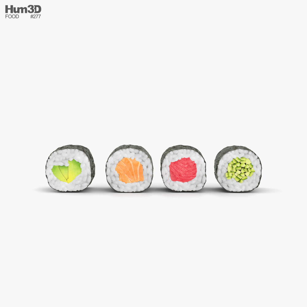 Sushi Maki Rolls 3D model - Download Seafood on 3DModels.org