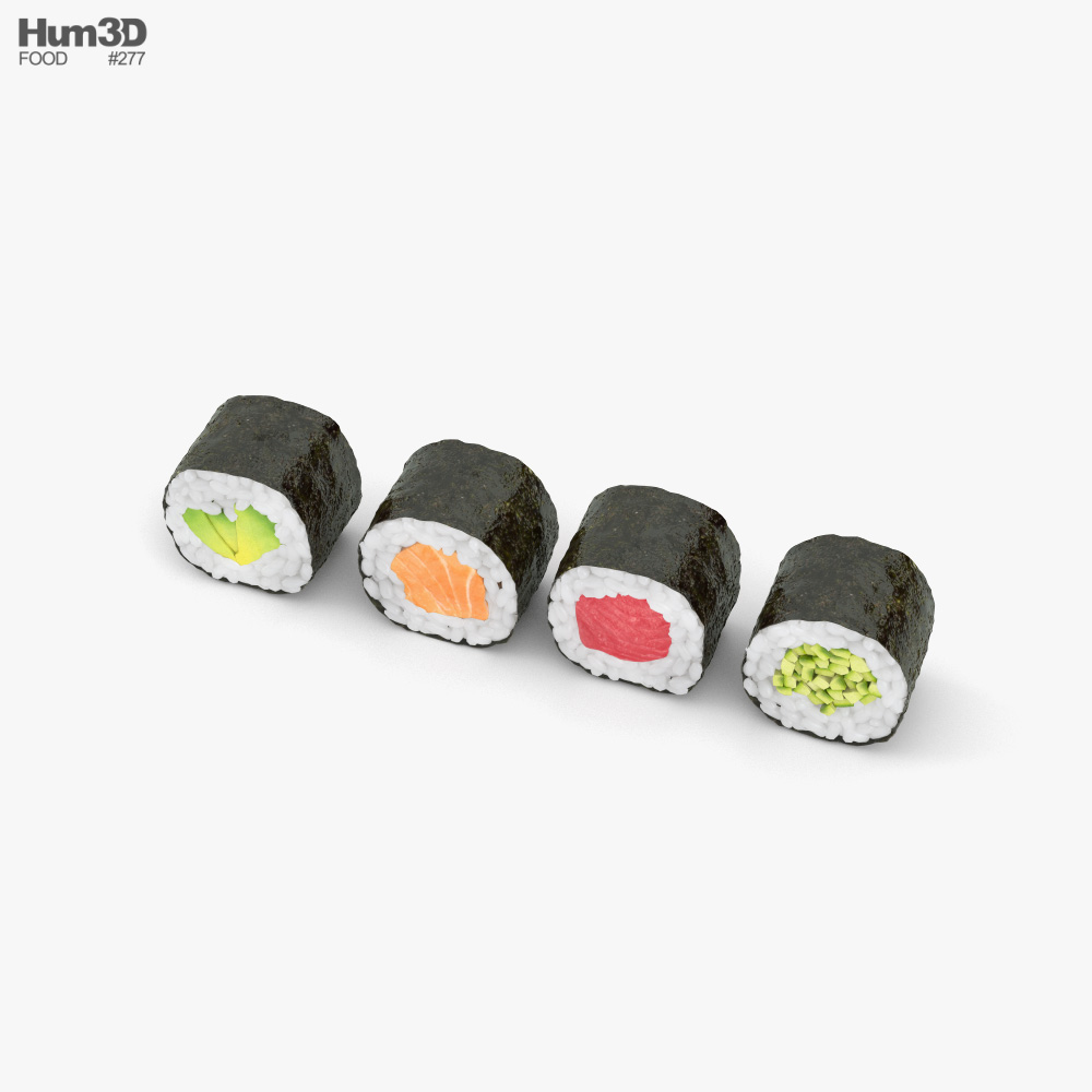 Sushi Maki Rolls 3D model - Download Seafood on 3DModels.org