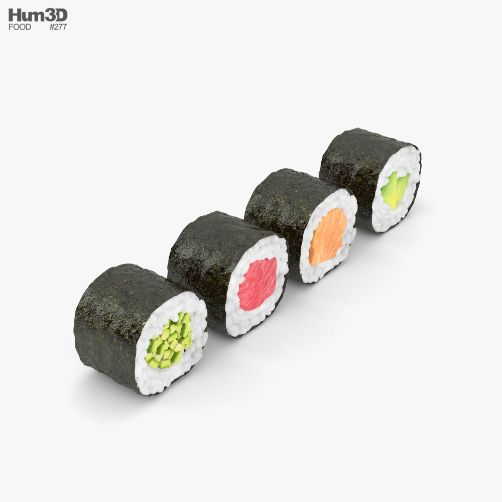 Sushi Maki Rolls 3D model - Download Seafood on 3DModels.org