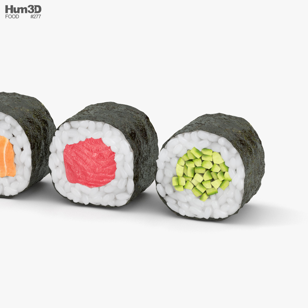 Sushi Maki Rolls 3D model - Download Seafood on 3DModels.org