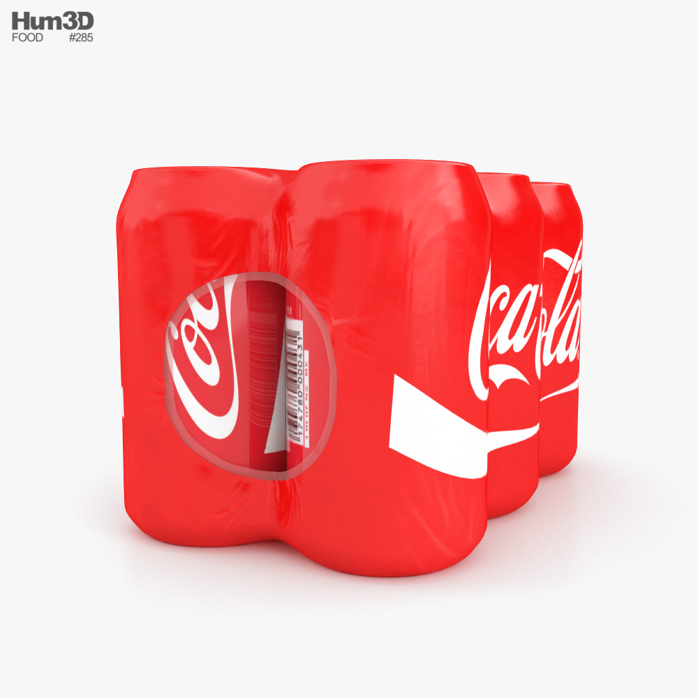 Plastic Shrink Wrapped Coca-Cola Cans Pack 3D model - Download Bottles ...