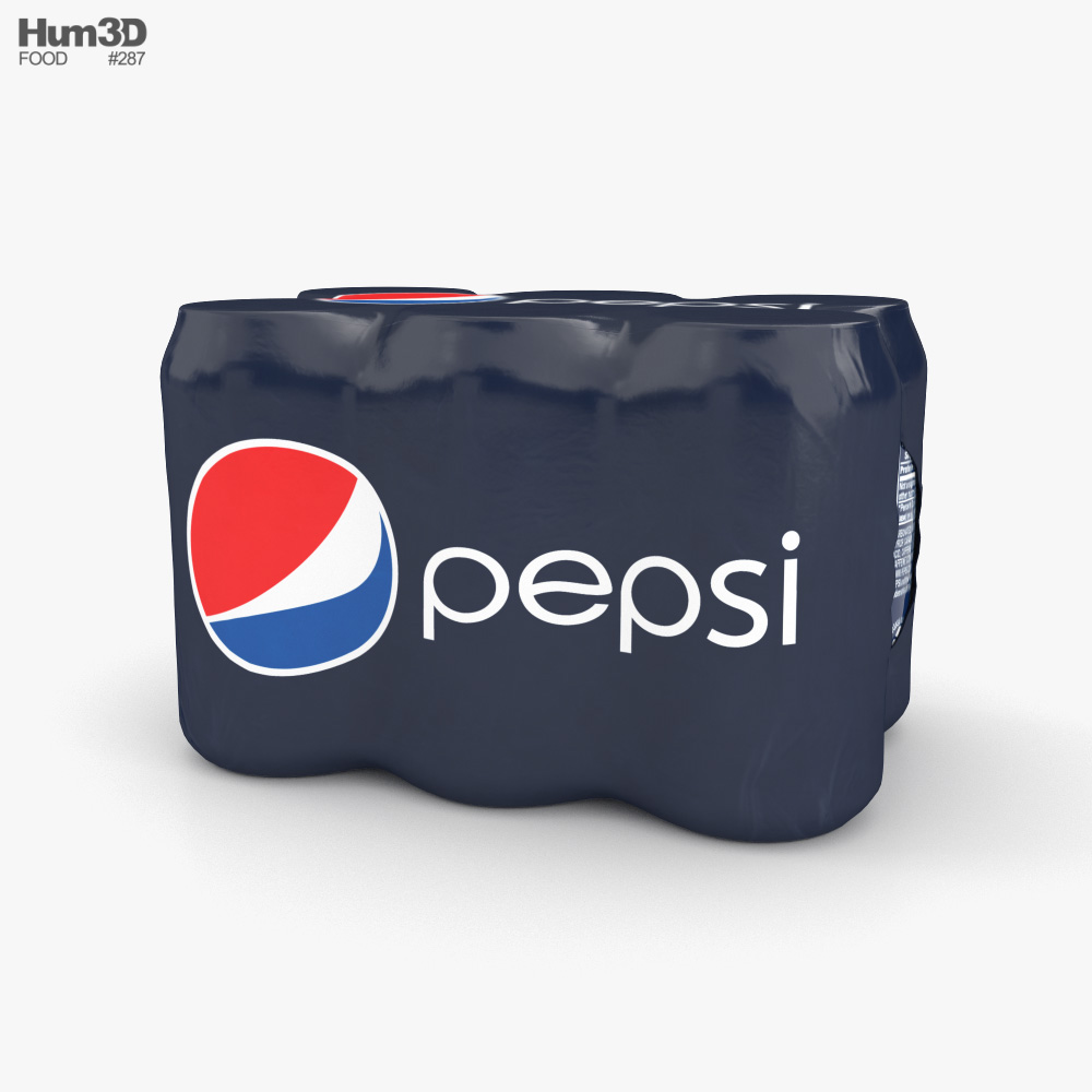 Plastic Shrink Wrapped Pepsi Cans Pack 3D model - Download Bottles ...