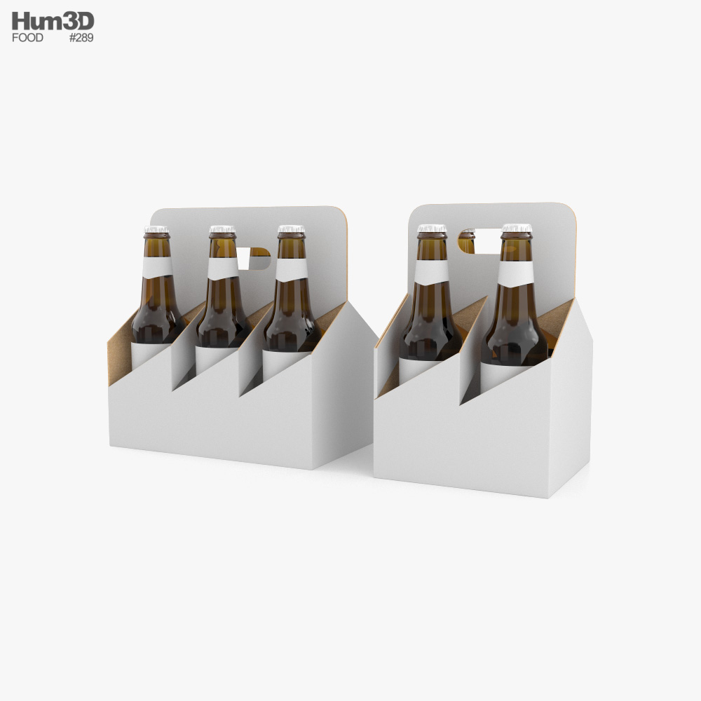 4 Pack and 6 Pack 330ml Beer Carriers 3D model - Download Bottles, Cans ...