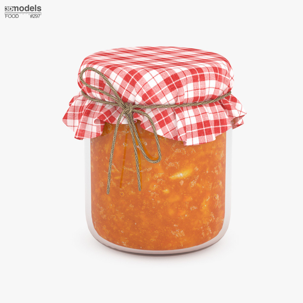 Homemade Mango Currant Jam Jars with Fabric Cup 3D model - Download on ...