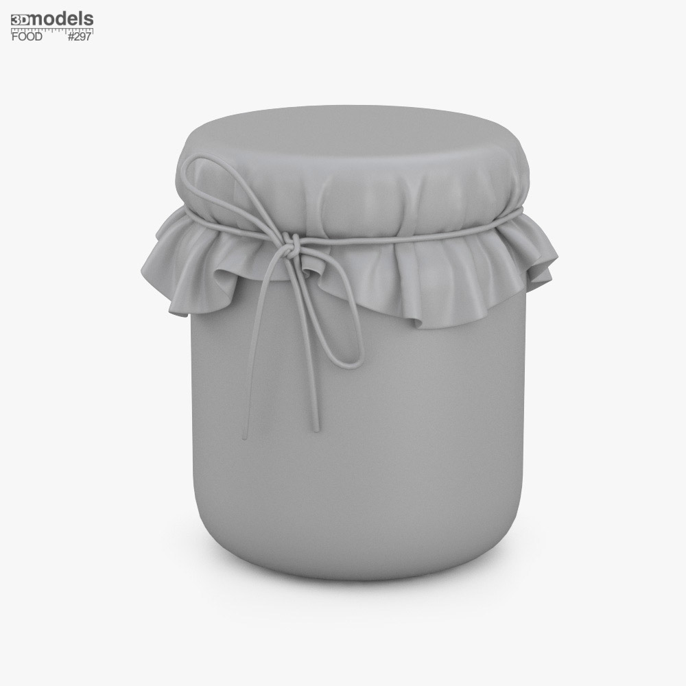 Homemade Mango Currant Jam Jars with Fabric Cup 3D model - Download on ...