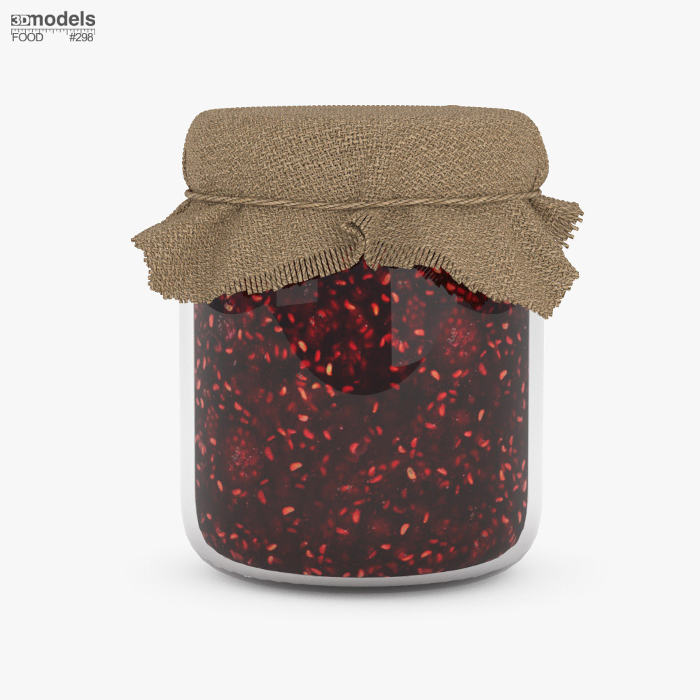 Homemade Red Currant Jam Jars with Fabric Cup 3D model - Download ...
