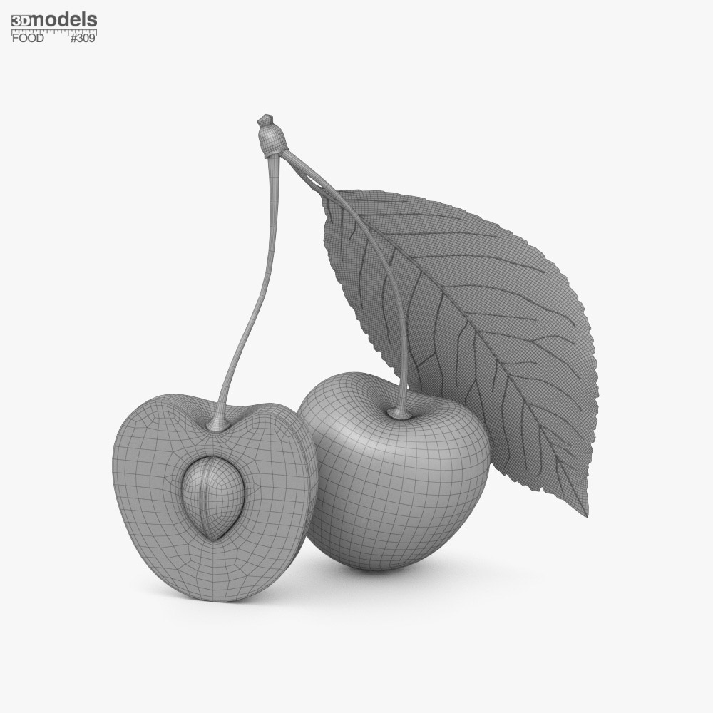 Cherry Cut Half 3D model - Download Fruit on 3DModels.org