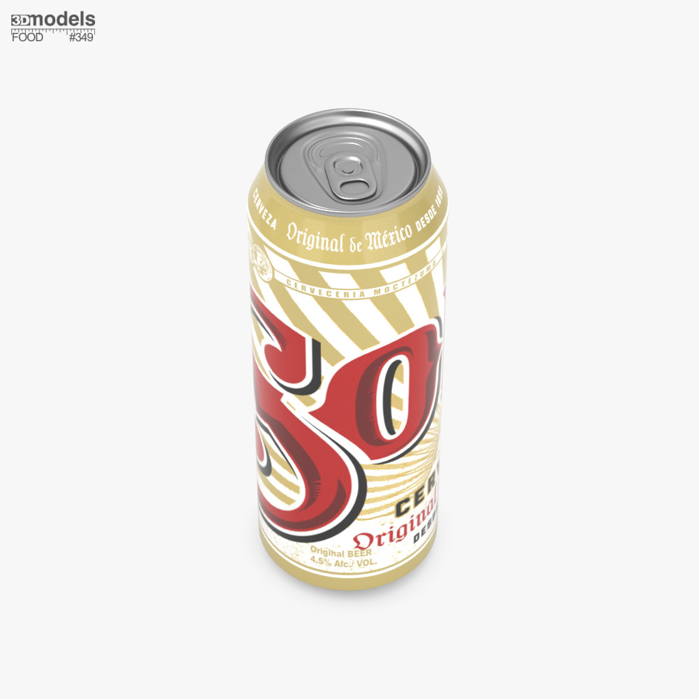 Sol Cerveza Beer Can 500ml 3D model - Download Bottles, Cans on ...