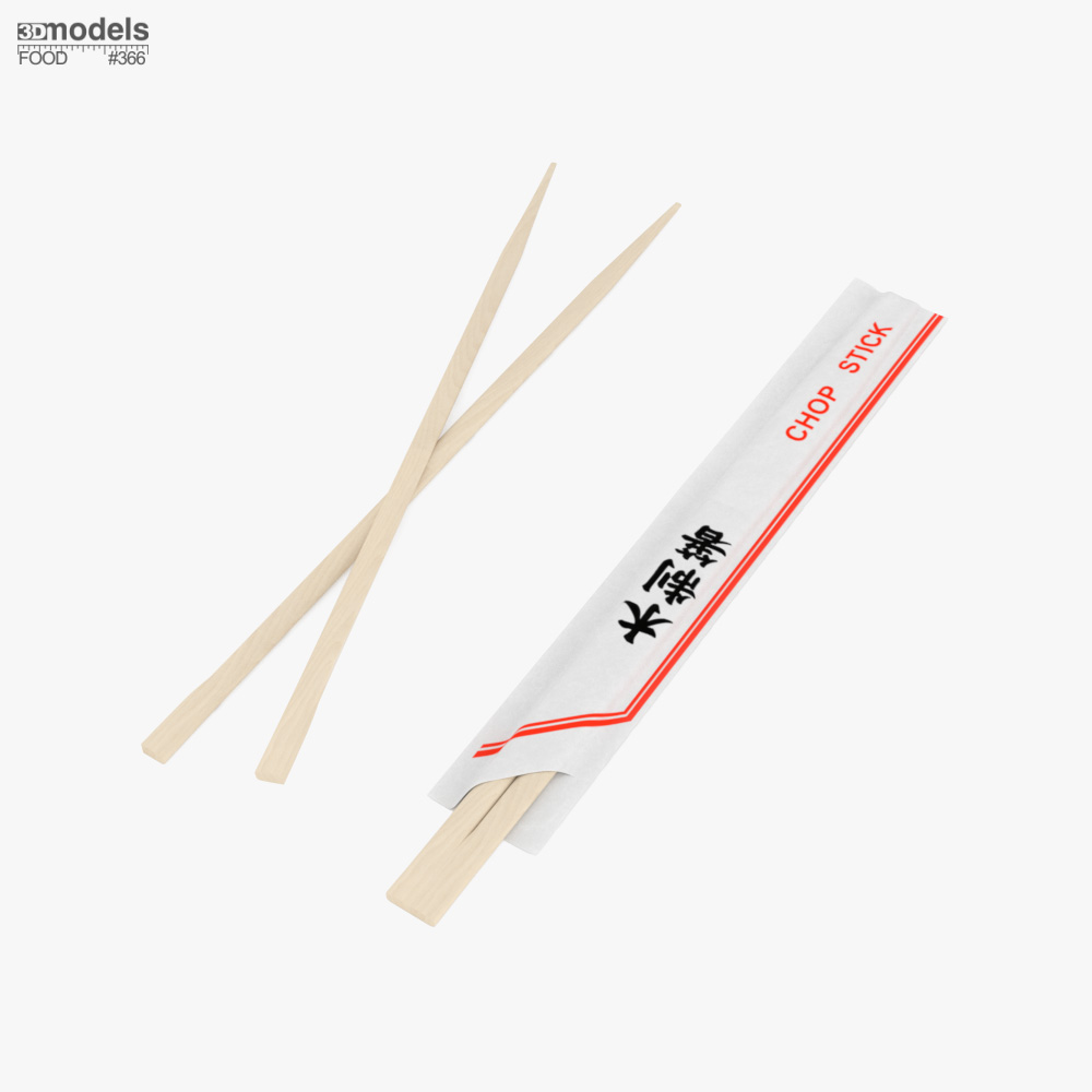 Wooden Chopstick With Cover 3D model - Download Tableware on 3DModels.org