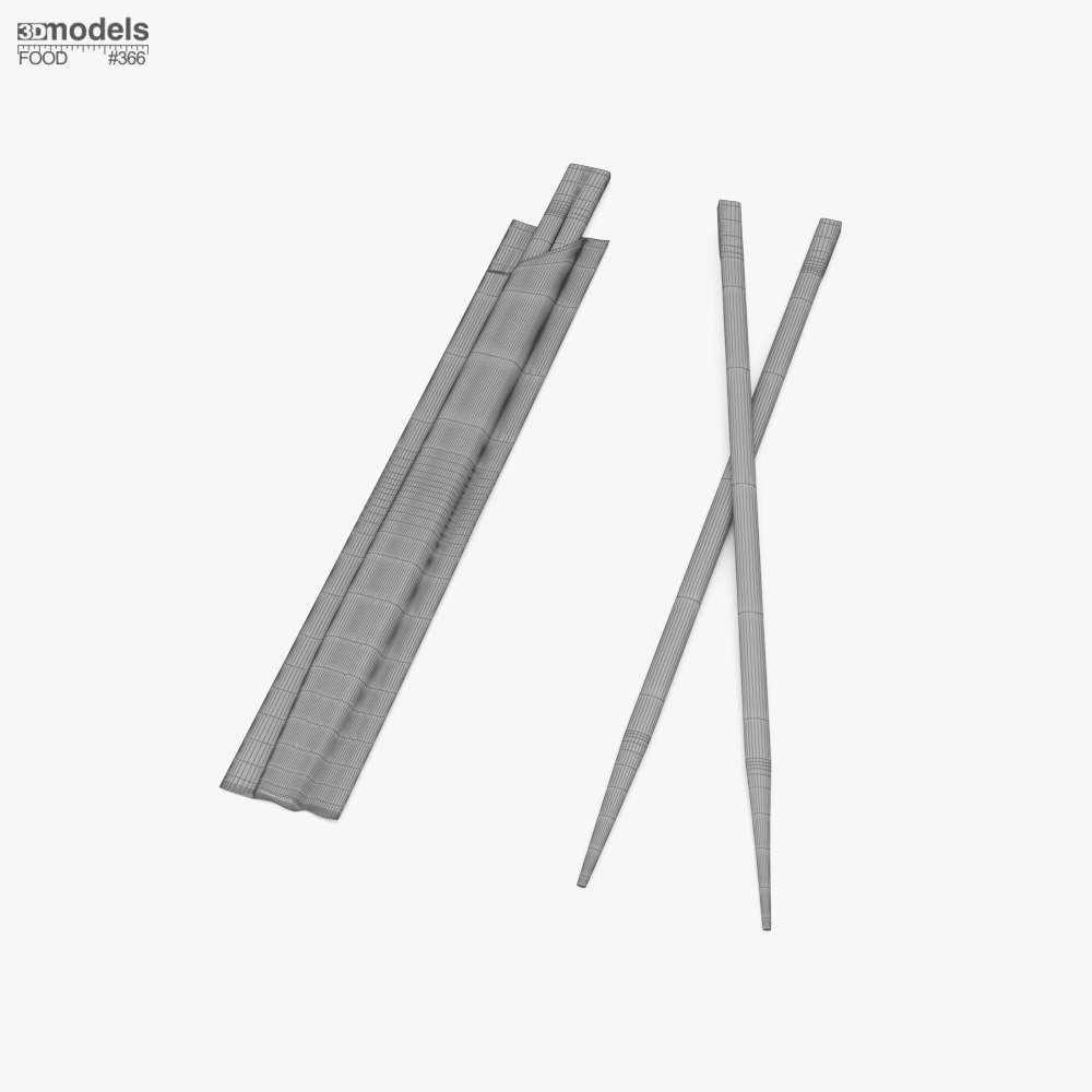 Wooden Chopstick With Cover 3D model - Download Tableware on 3DModels.org