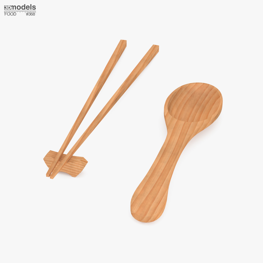 Wooden Chopsticks Gift Set 3D model - Download Tableware on 3DModels.org