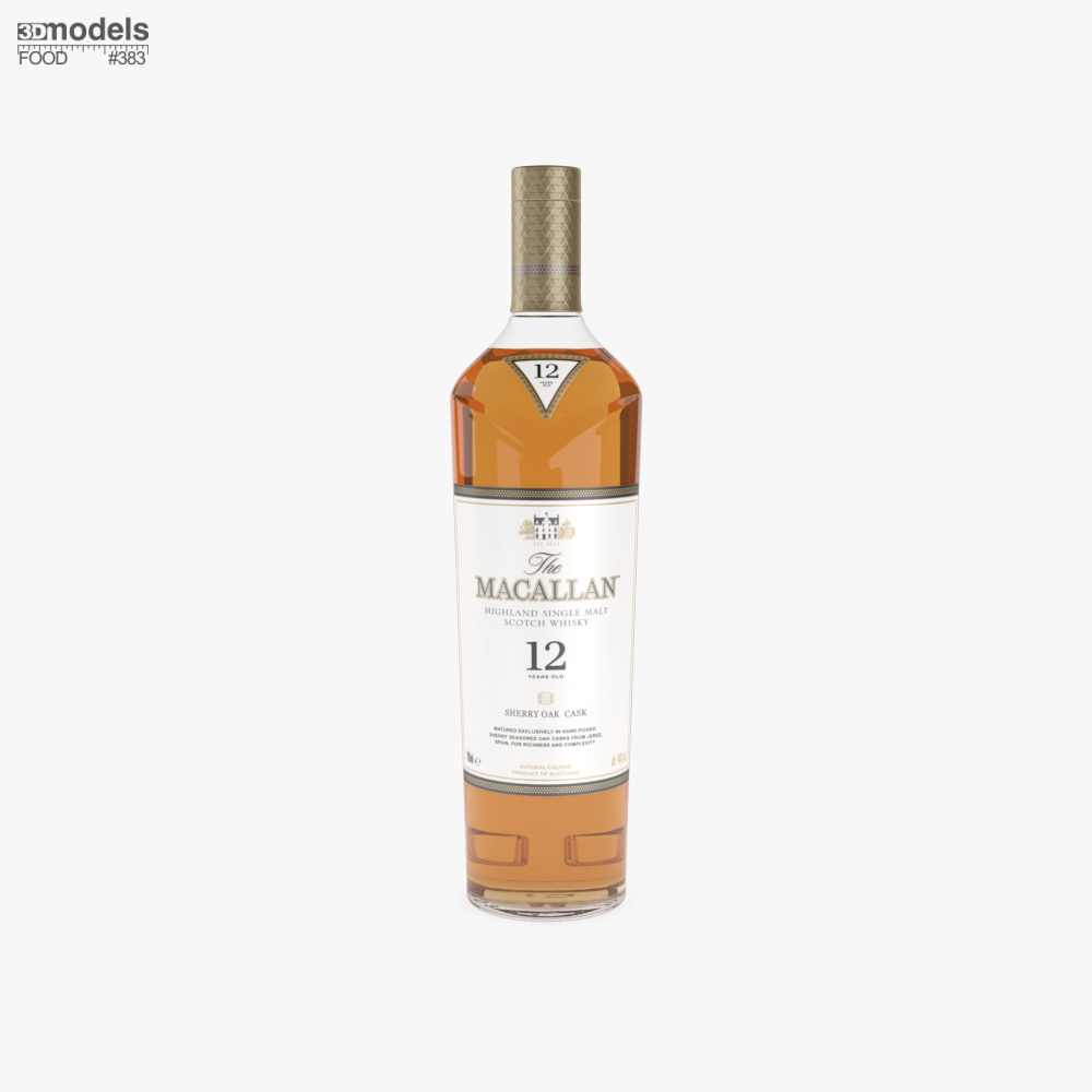 Macallan 12 Year Old Sherry Oak 3D model - Download Bottles, Cans on ...