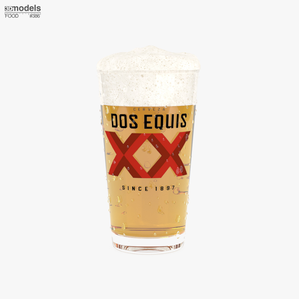 Dos Equis Glass 3D model - Download Bottles, Cans on 3DModels.org