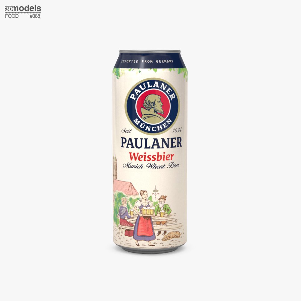 Paulaner Weissbier Can 500ml 3D model - Download Bottles, Cans on ...