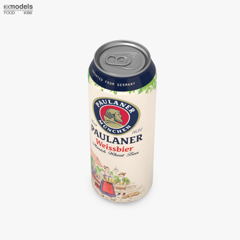Paulaner Weissbier Can 500ml 3D model - Download Bottles, Cans on ...