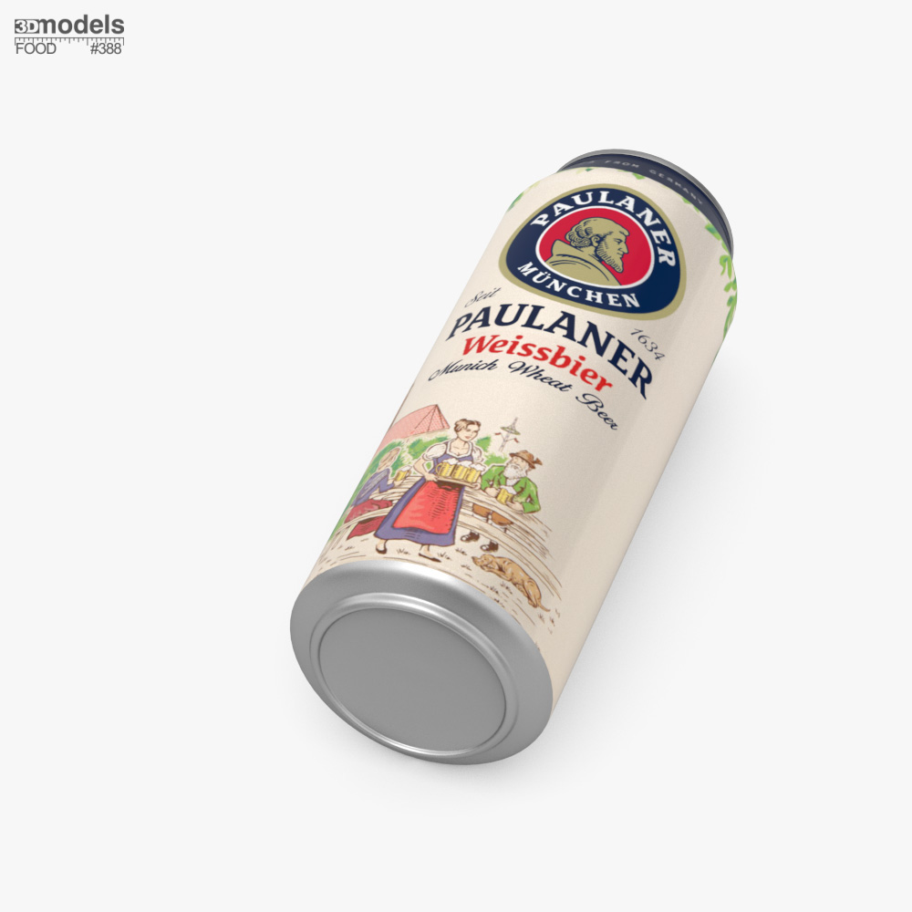 Paulaner Weissbier Can 500ml 3D model - Download Bottles, Cans on ...
