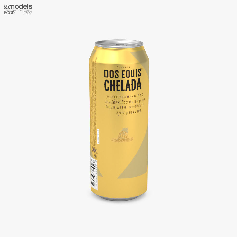 Dos Equis Beer Chelada Pineapple Can 500ml 3D model - Download Bottles ...
