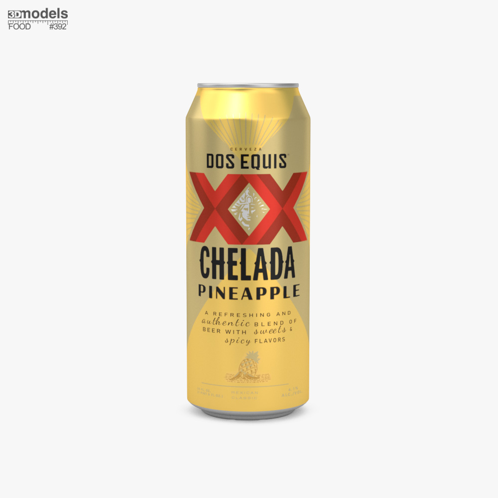 Dos Equis Beer Chelada Pineapple Can 500ml 3D model - Download Bottles ...
