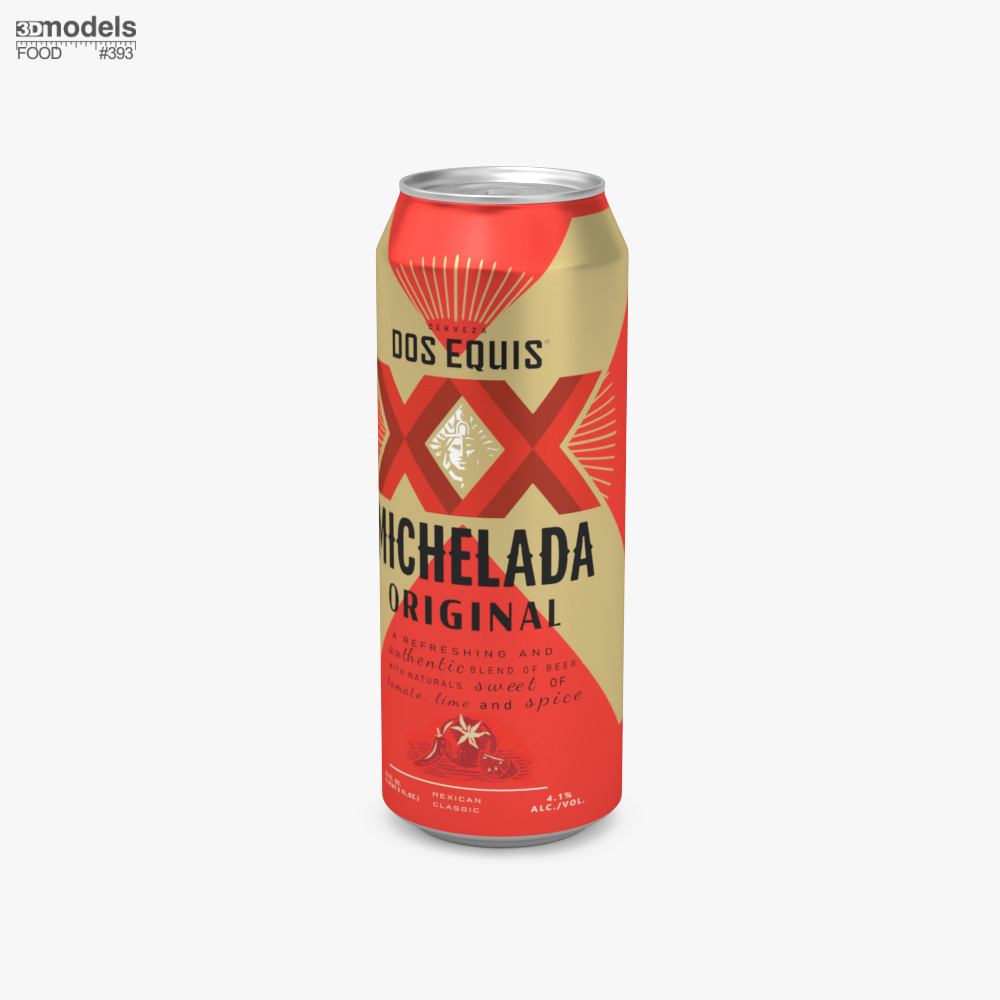 Dos Equis Beer Michelada Can 500ml 3Dモデル - ダウンロード ボトル、缶 on 3DModels.org