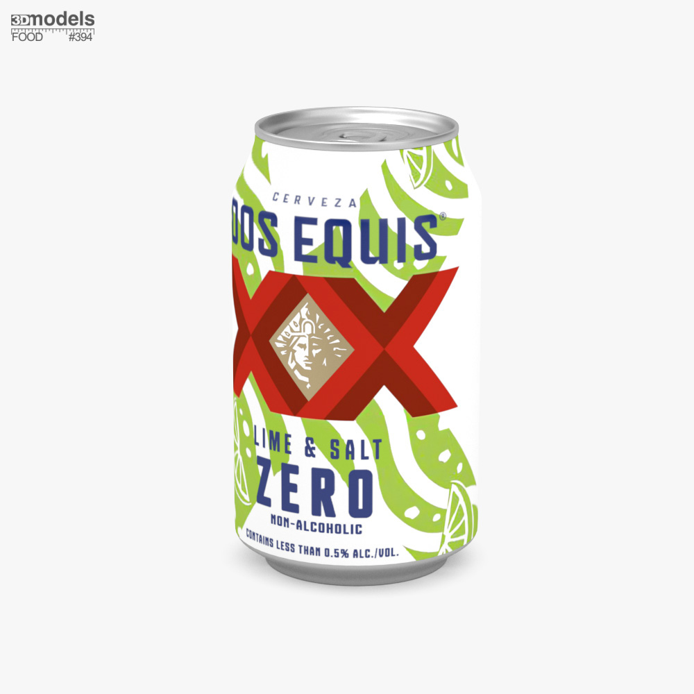 Dos Equis Beer Zero 330ml 3D model - Download Bottles, Cans on 3DModels.org