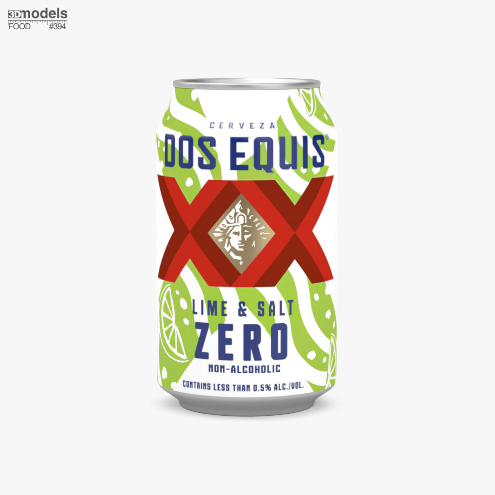 Dos Equis 零度啤酒 青柠盐味 330毫升罐装 3D模型 - 下载 瓶，罐 on 3DModels.org