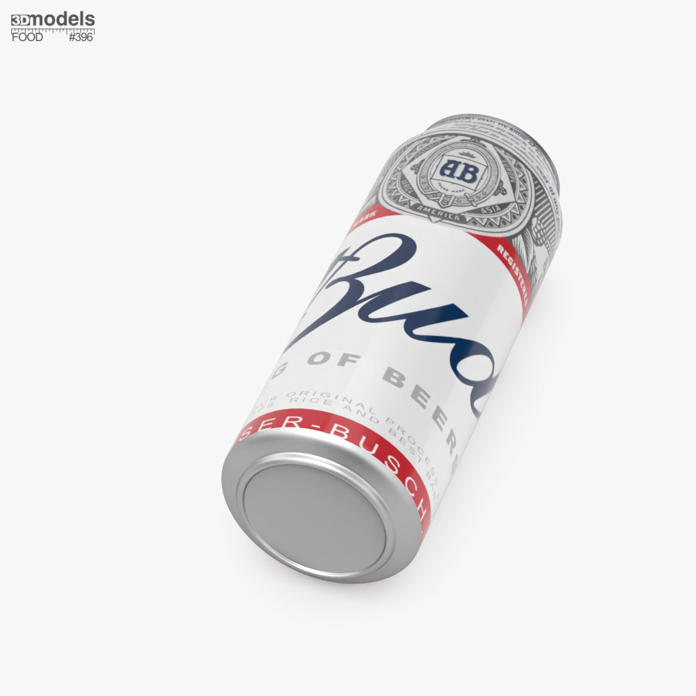 Bud Beer Can 500ml 3D model - Download Bottles, Cans on 3DModels.org