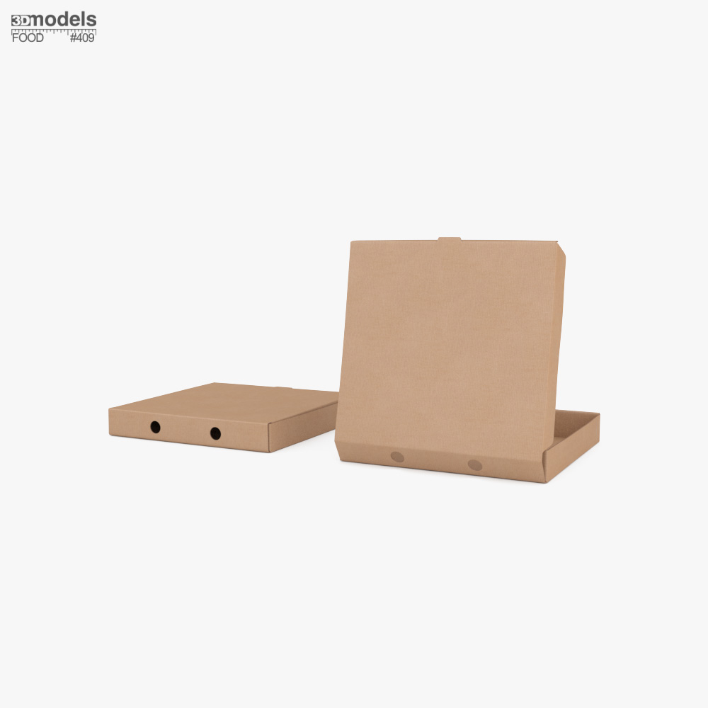 Pizza Box Brown Plain 14 inch 3D model - Download Mockup on 3DModels.org